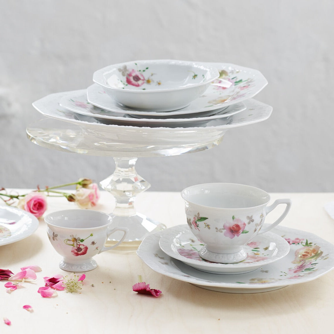 Rosenthal | Maria Pink Rose Plate Setting for Twelve | Mérci Dehradun