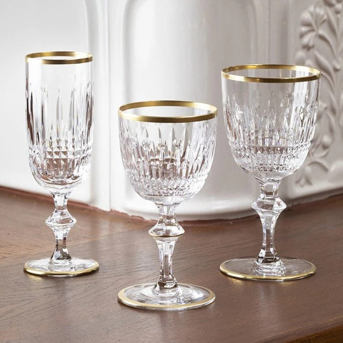 Sophia Gold Inlaid Red Wine Glass, Set of 6 – Mérci Dehradun