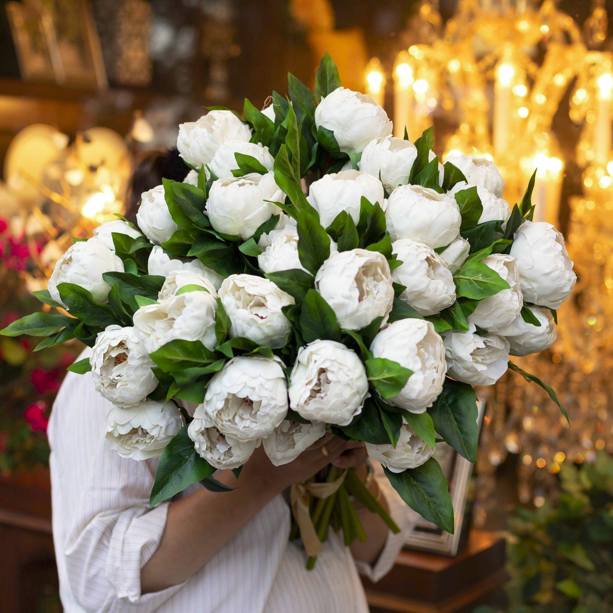 Real Touch Cream Peony Bunch, Set of 20 | Bring Luxury Home | Mérci ...